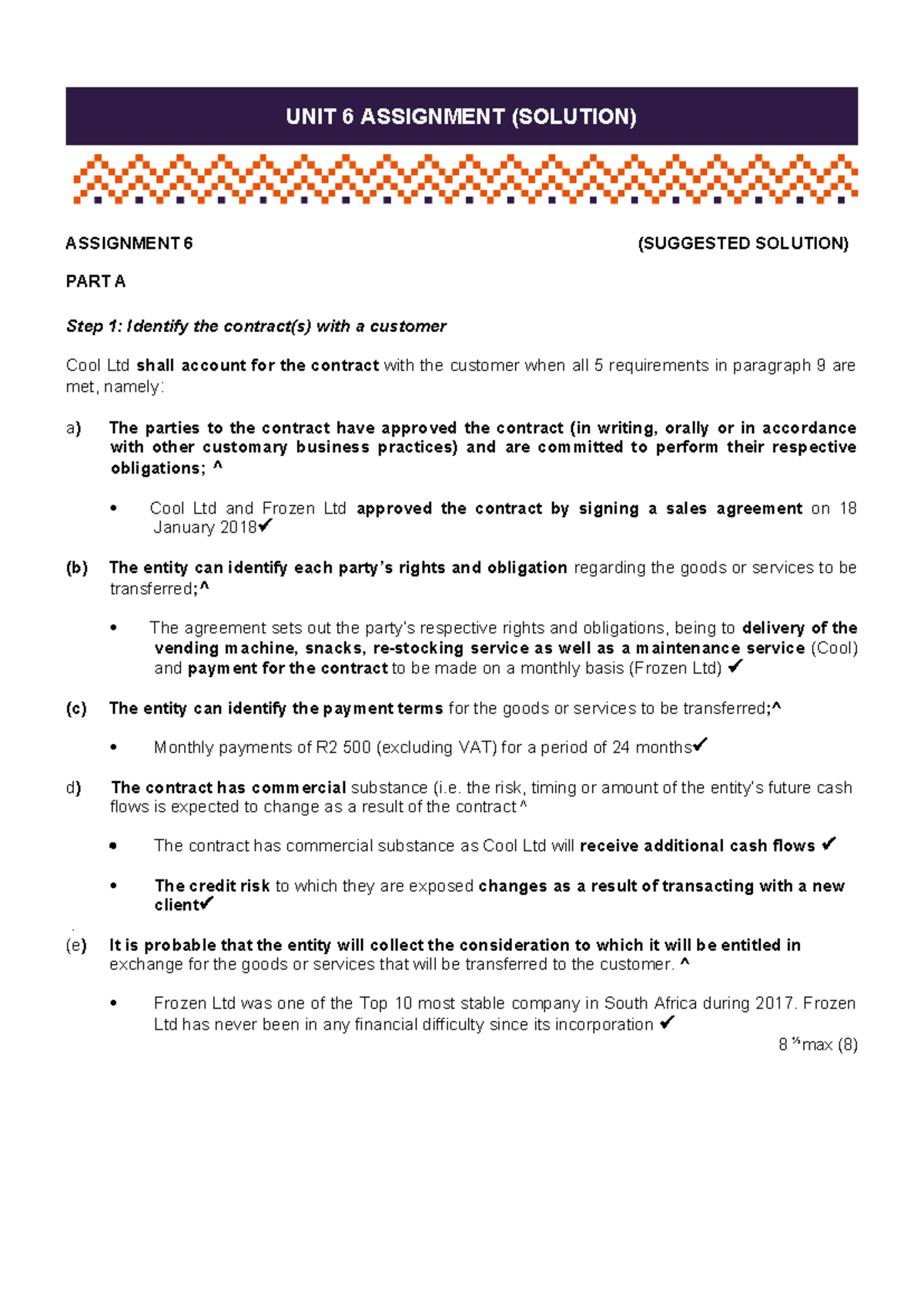 Assignment 6 Solution (1) Final - UNIT 6 ASSIGNMENT (SOLUTION) ASSIGNMENT 6 (SUGGESTED SOLUTION ...