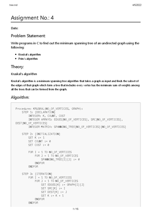 Graph Theory Codes - Assignment No.: 1 Date: 11/02/ Problem Statement: Input an undirected ...