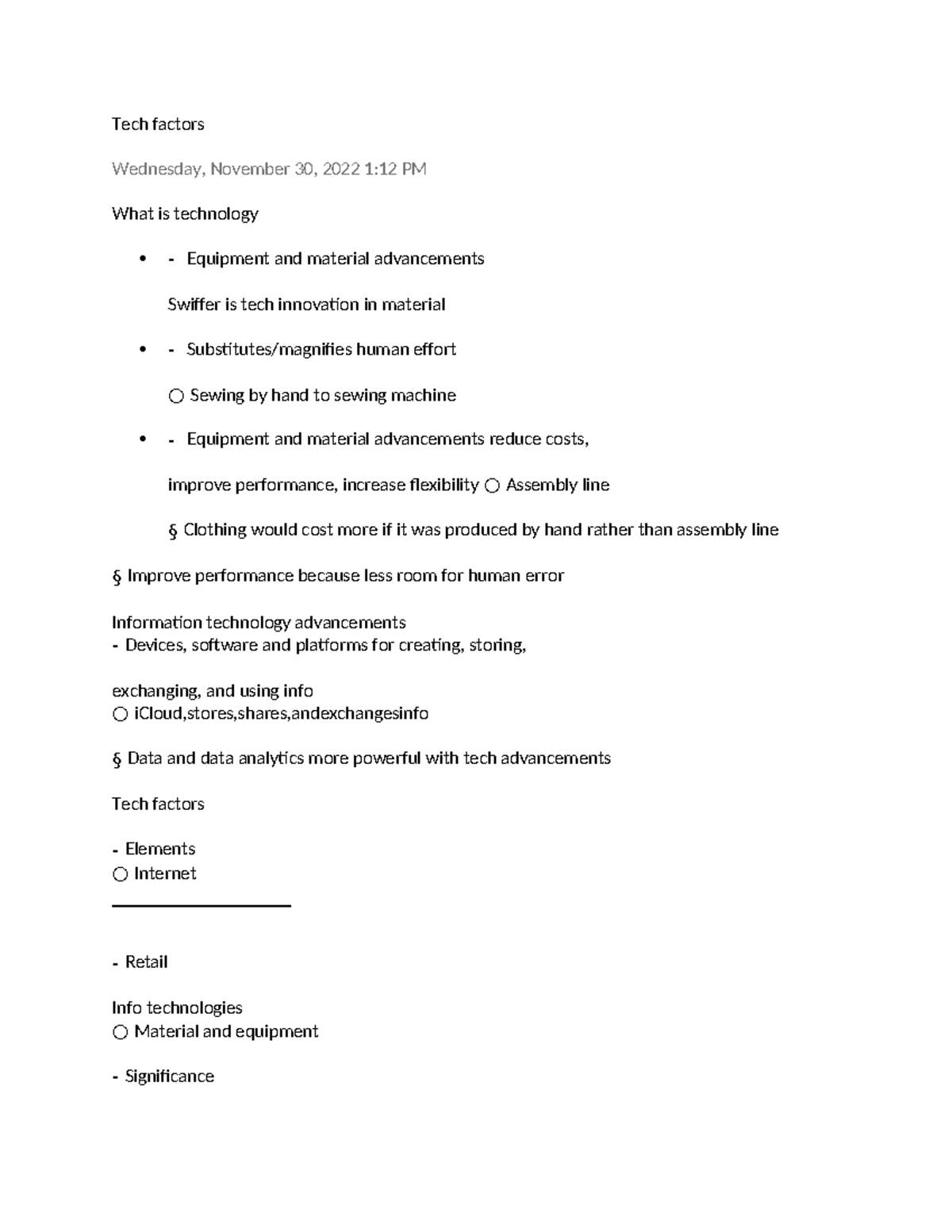 BU111 Tech factors - tech - Tech factors Wednesday, November 30, 2022 1 ...