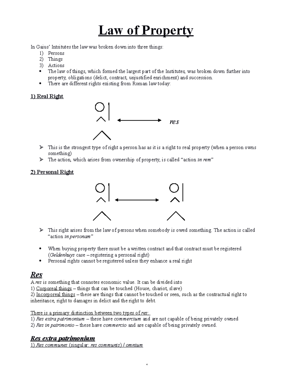 01 - Property law - student notes od class and lecture notes. - Law of ...