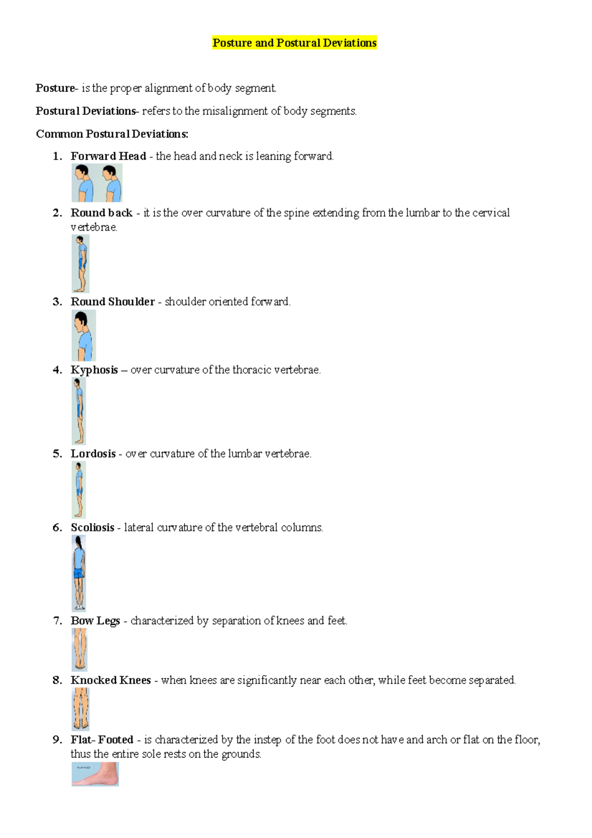 physical education - Posture and Postural Deviations Posture- is the ...