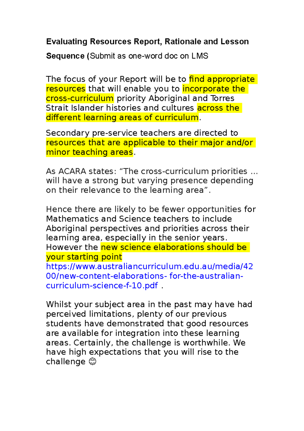 EDN353 Assignment 2 Notes - Evaluating Resources Report, Rationale and ...