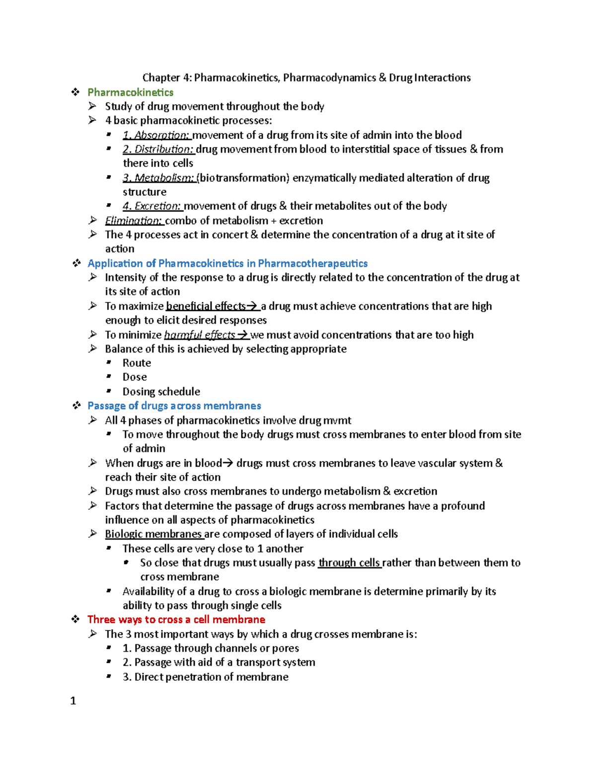 Chapter 4: Pharmacokinetics, Pharmacodynamics & Drug Interactions ...