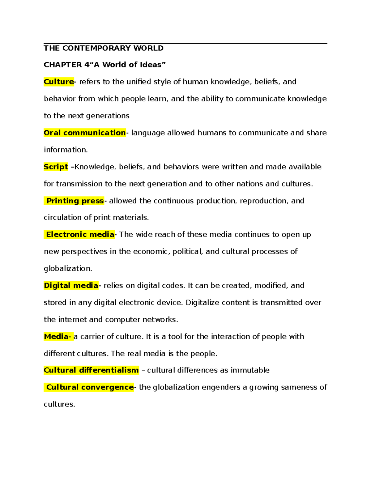 THE- Contemporary- World - THE CONTEMPORARY WORLD CHAPTER 4“A World of ...