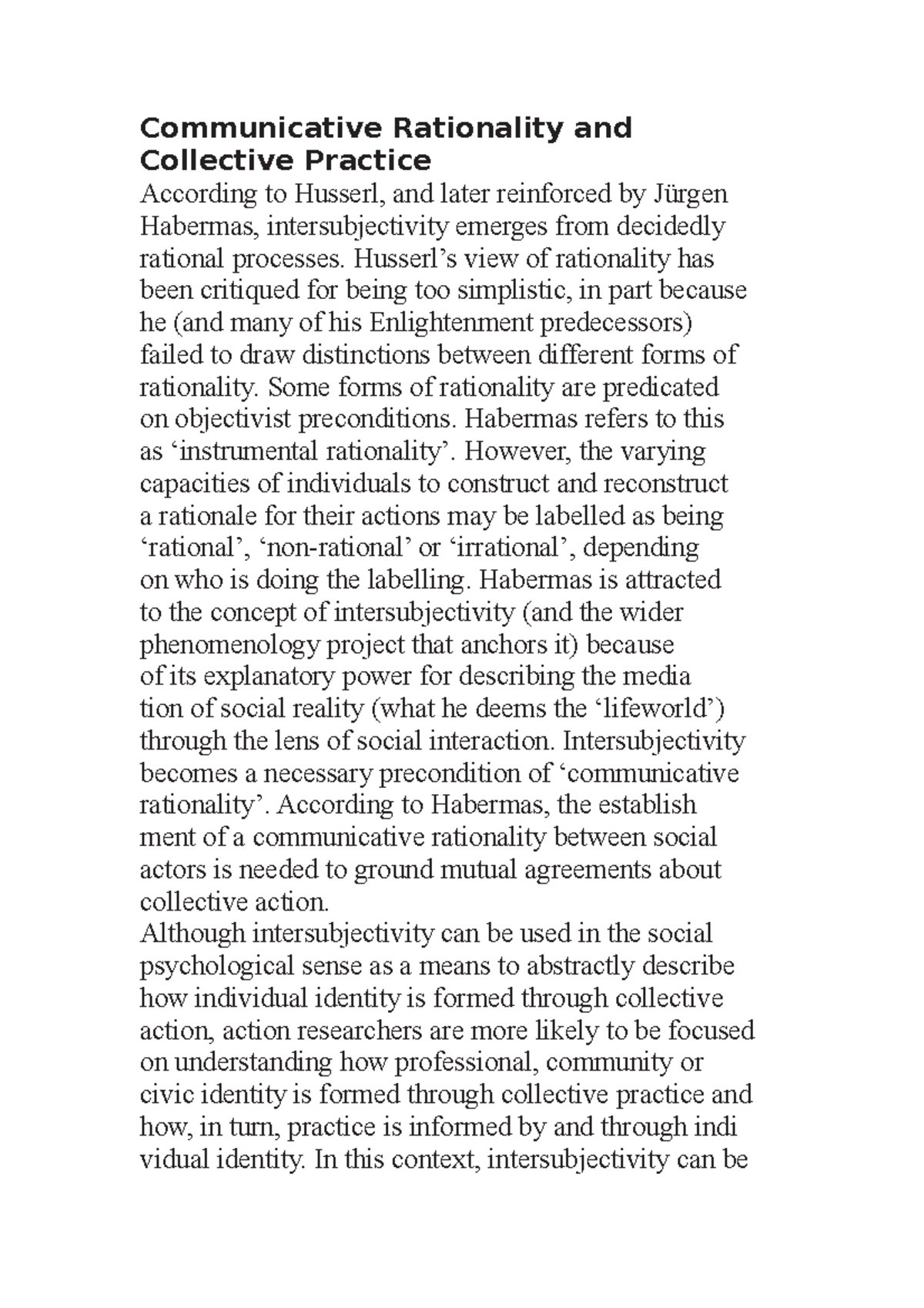 Communicative Rationality and Collective Practice - Communicative ...