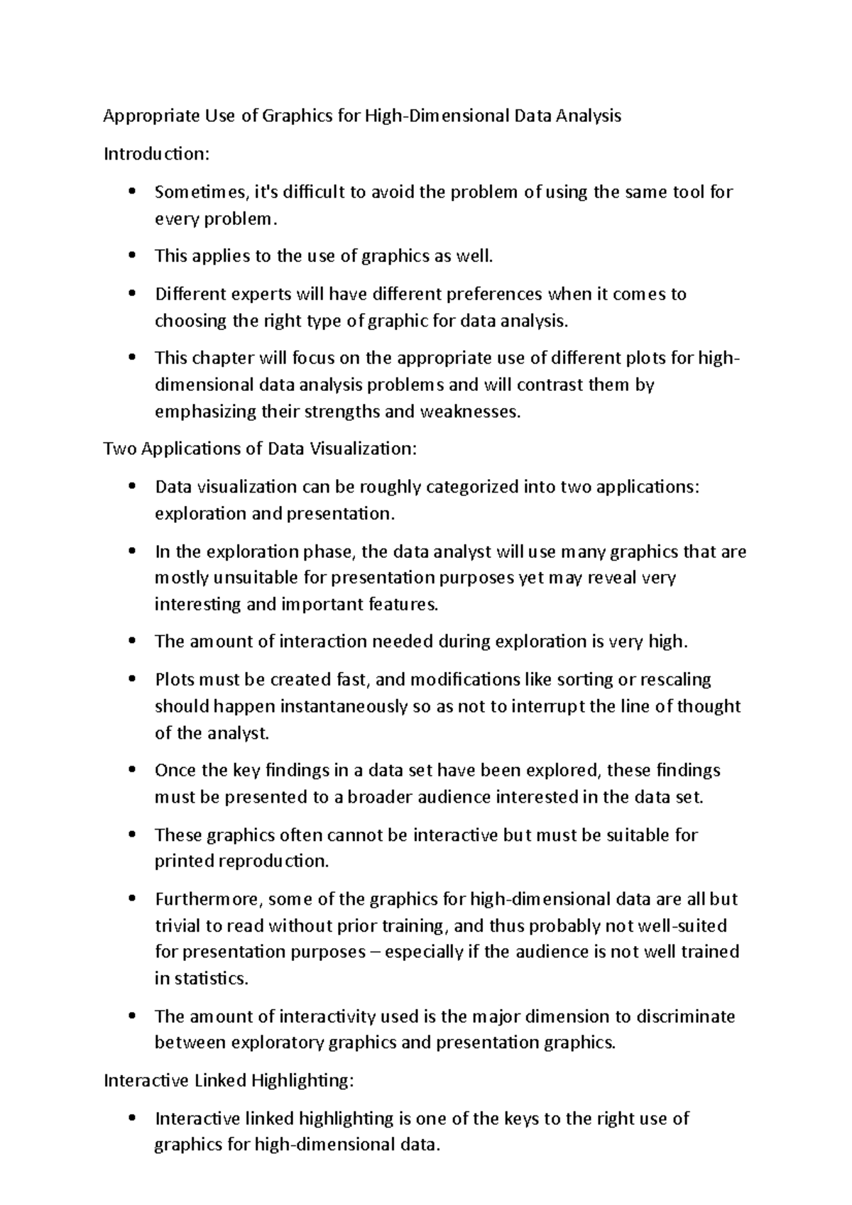 Best Practices for Visualizing High-Dimensional Data - Appropriate Use ...