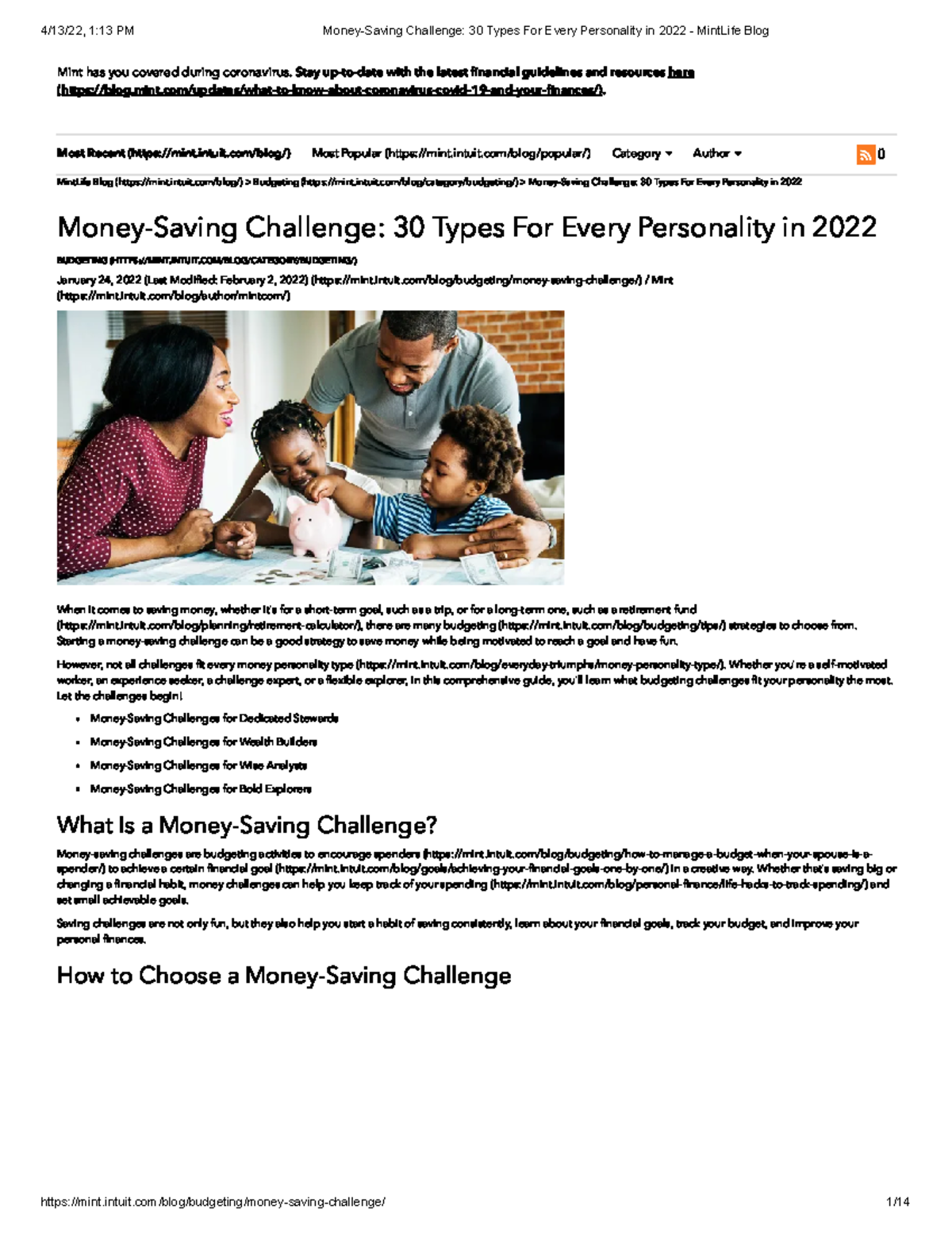 Money-Saving Challenge 30 Types For Every Personality in 2022 - Mint ...
