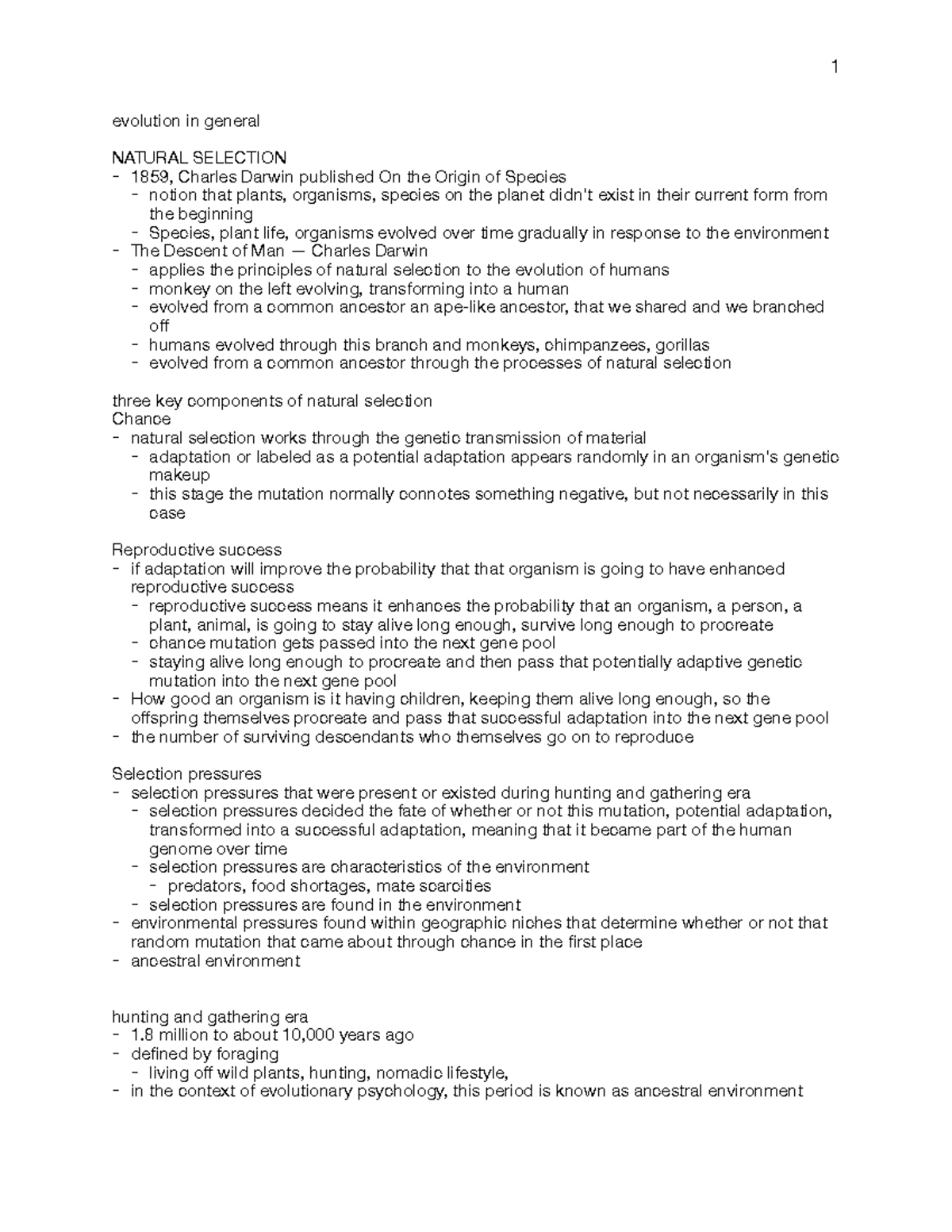 Module 2 - Lecture notes 2 - 1 evolution in general NATURAL SELECTION ...