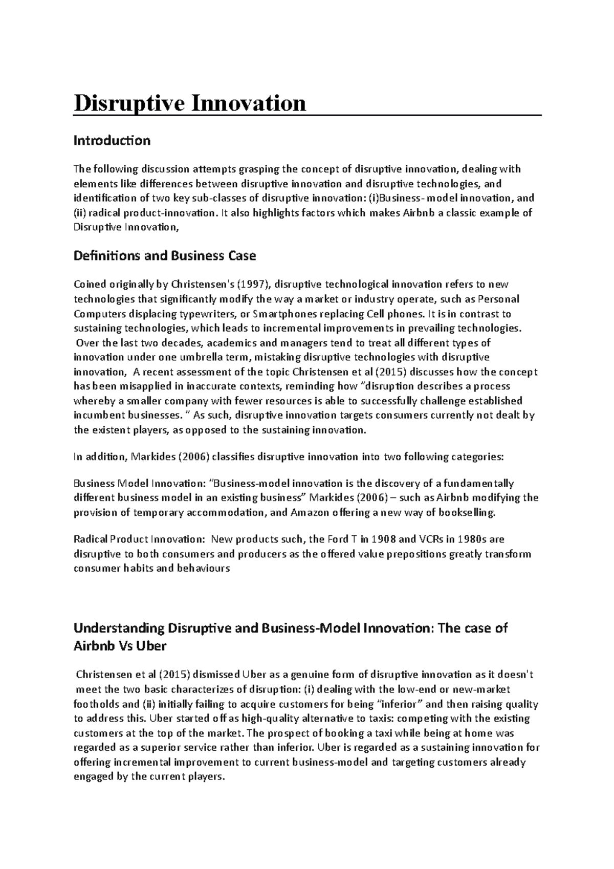 Disruptive Innovation Essay - Disruptive Innovation Introduction The ...