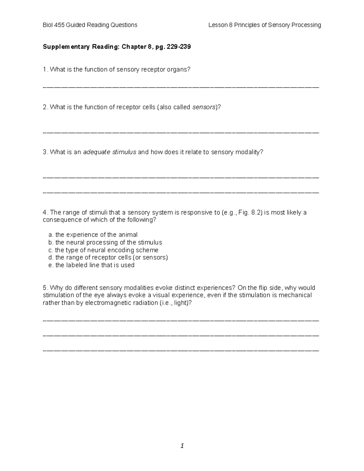 8. GRQ Principles of Sensory Processing - Supplementary Reading ...