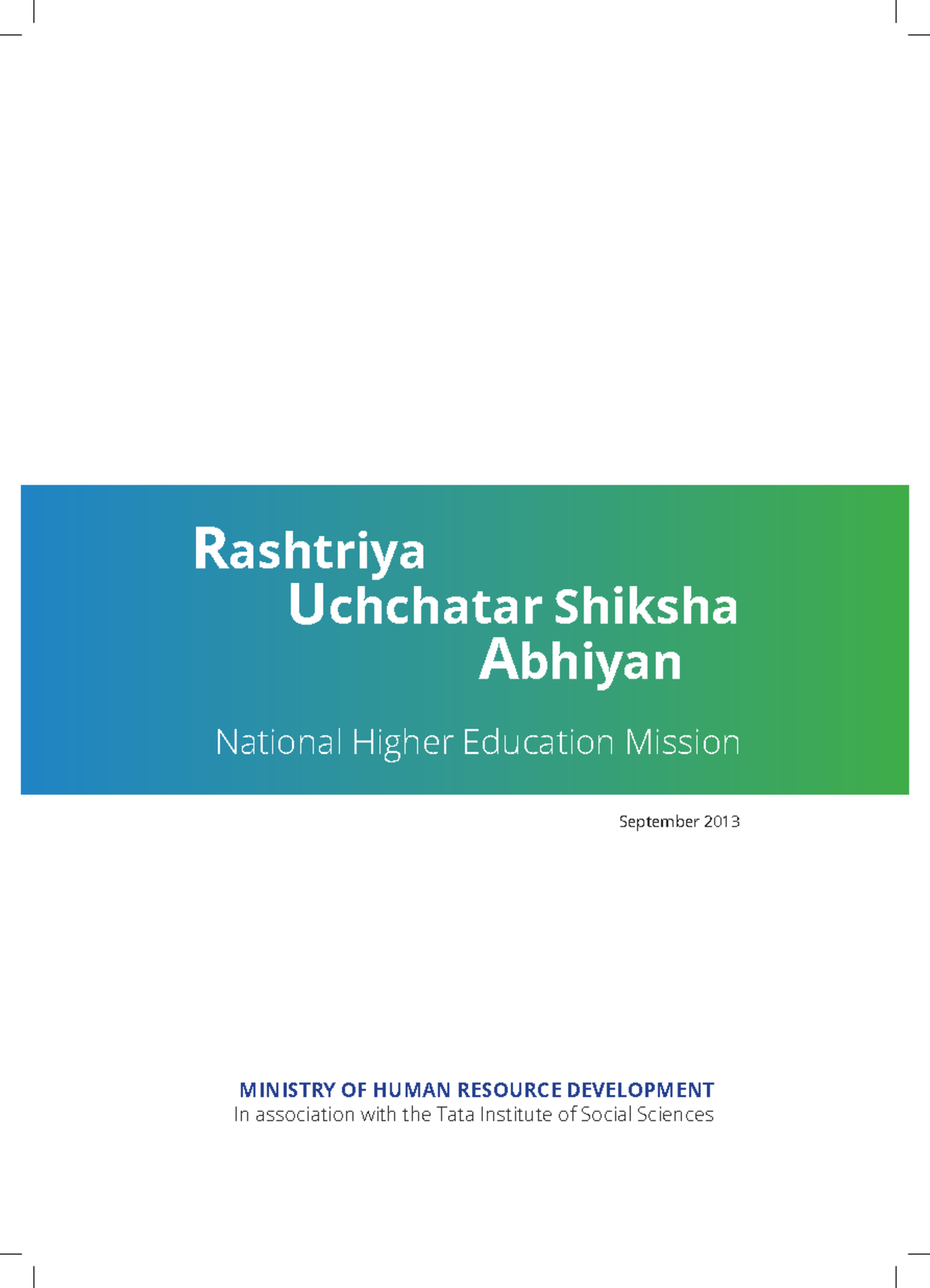 RUSA final 090913 - Annexure I MINISTRY OF HUMAN RESOURCE DEVELOPMENT ...