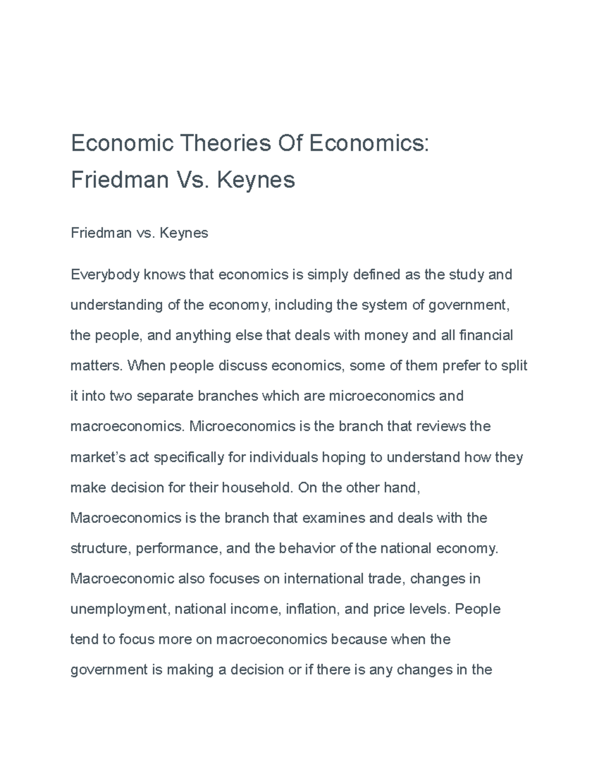 Economic Theories Of Economics - Economic Theories Of Economics ...