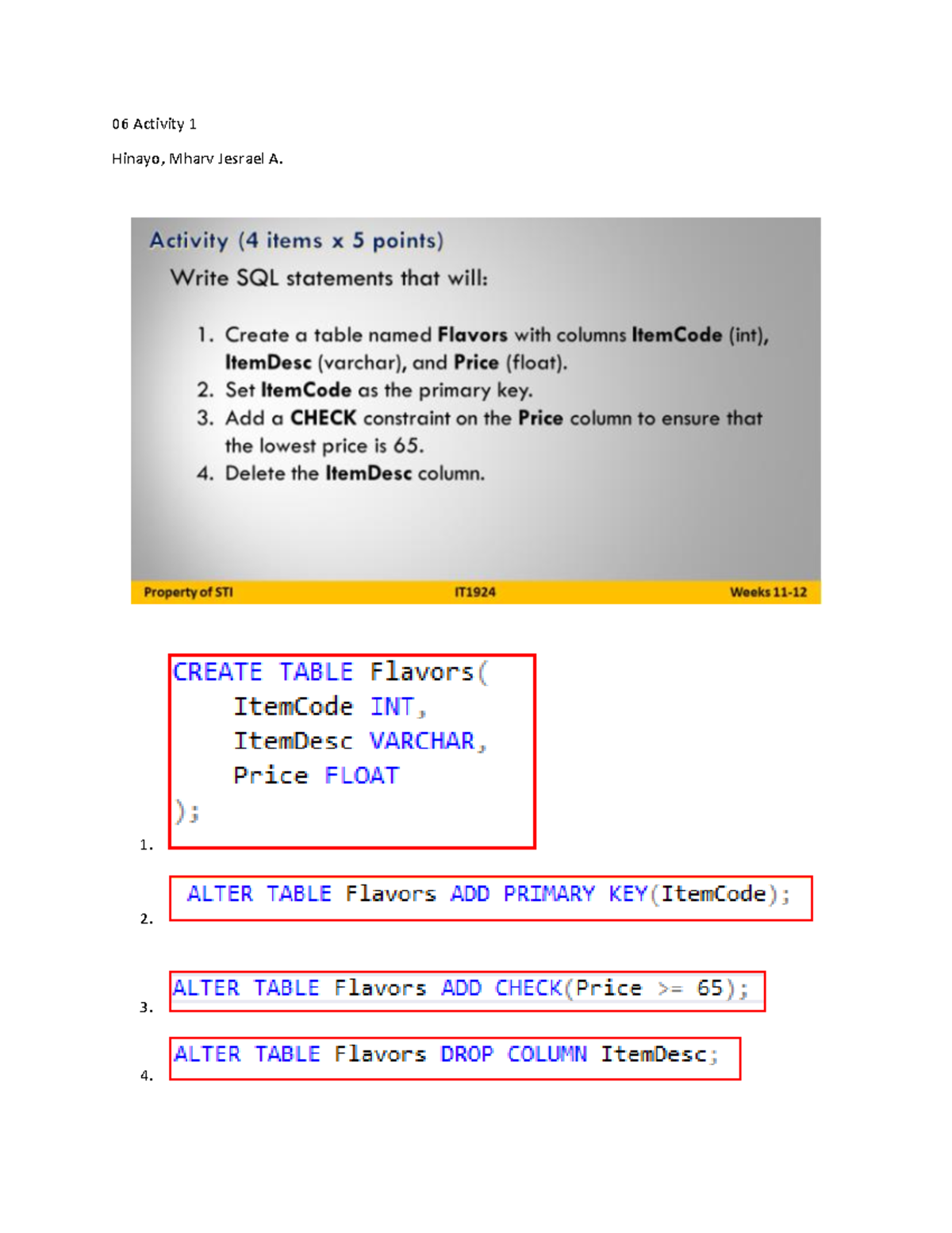 06 Activity 1 - STI - Bachelor of Science in Information Technology ...