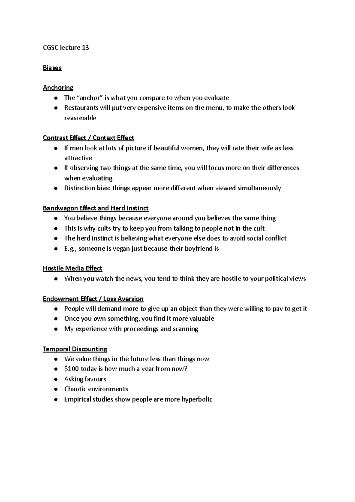 Cgsc Lecture 13 Cgsc Lecture 13 Biases Anchoring The Anchor” Is What You Compare To When You