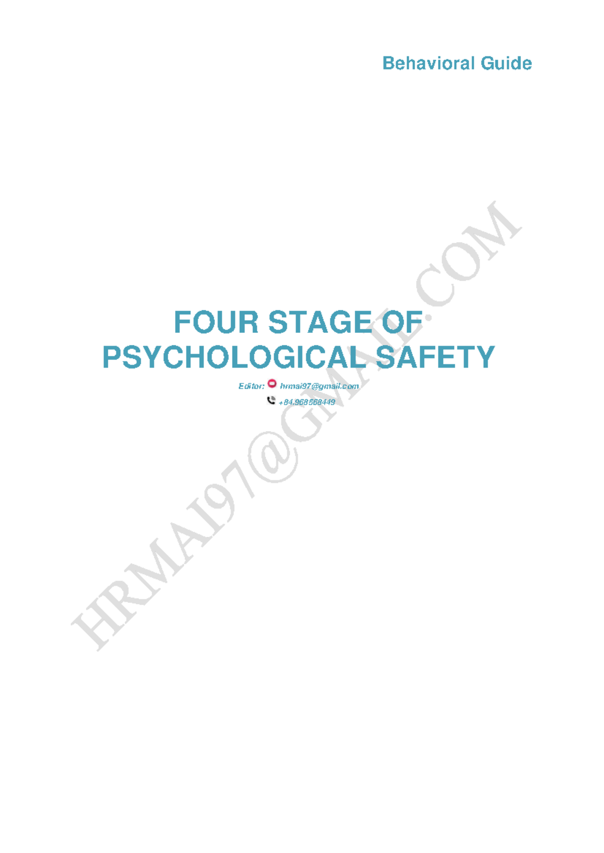 [Behavioral Guide] Four Stages of Psychological Safety - Behavioral ...