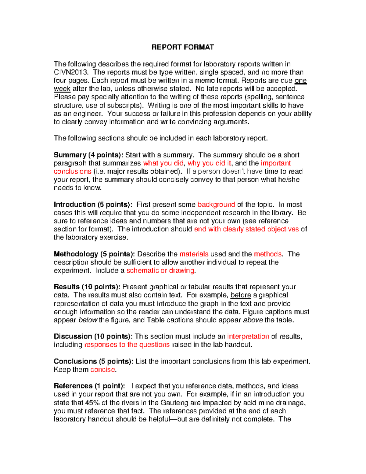 Lab Report Format Introduction to Environmental Engineering - REPORT ...