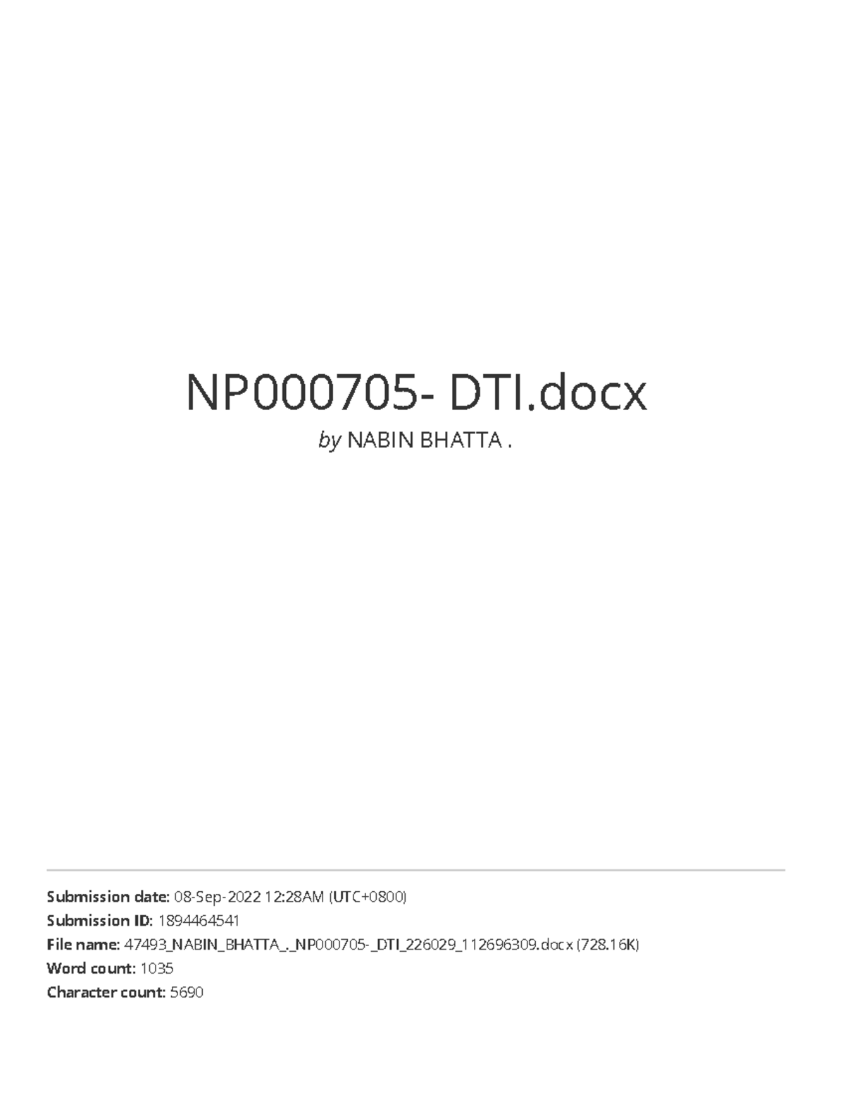 NP000705- DTI.docx - NP000705- DTI by NABIN BHATTA. ####### Submission ...
