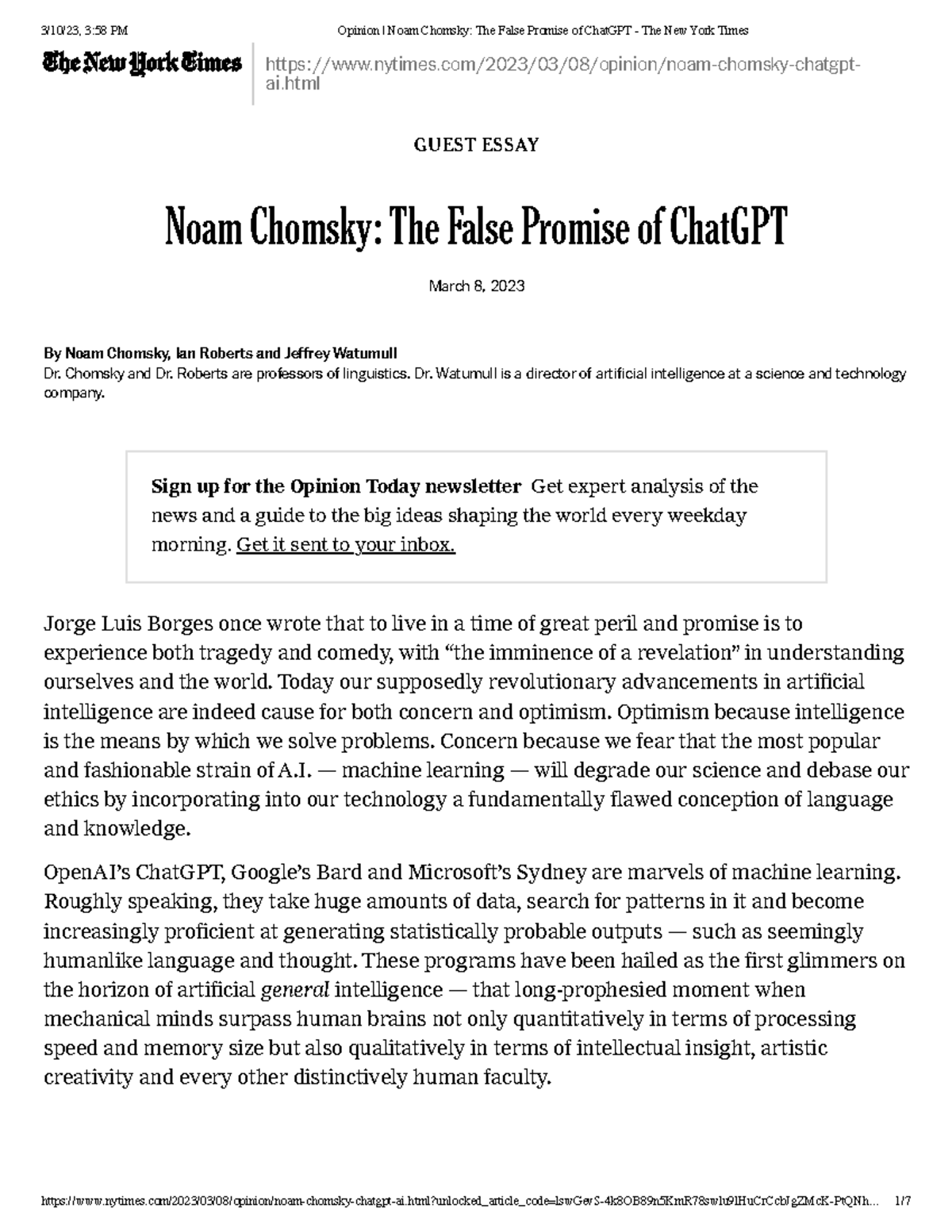 Chat gtp - nknknk - GUEST ESSAY Noam Chomsky: The False Promise of ...