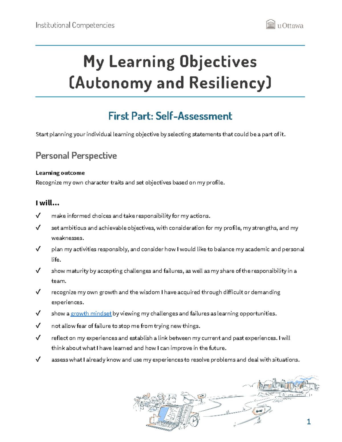 Action Plan for Autonomy and Resiliency - My Learning Objectives ...