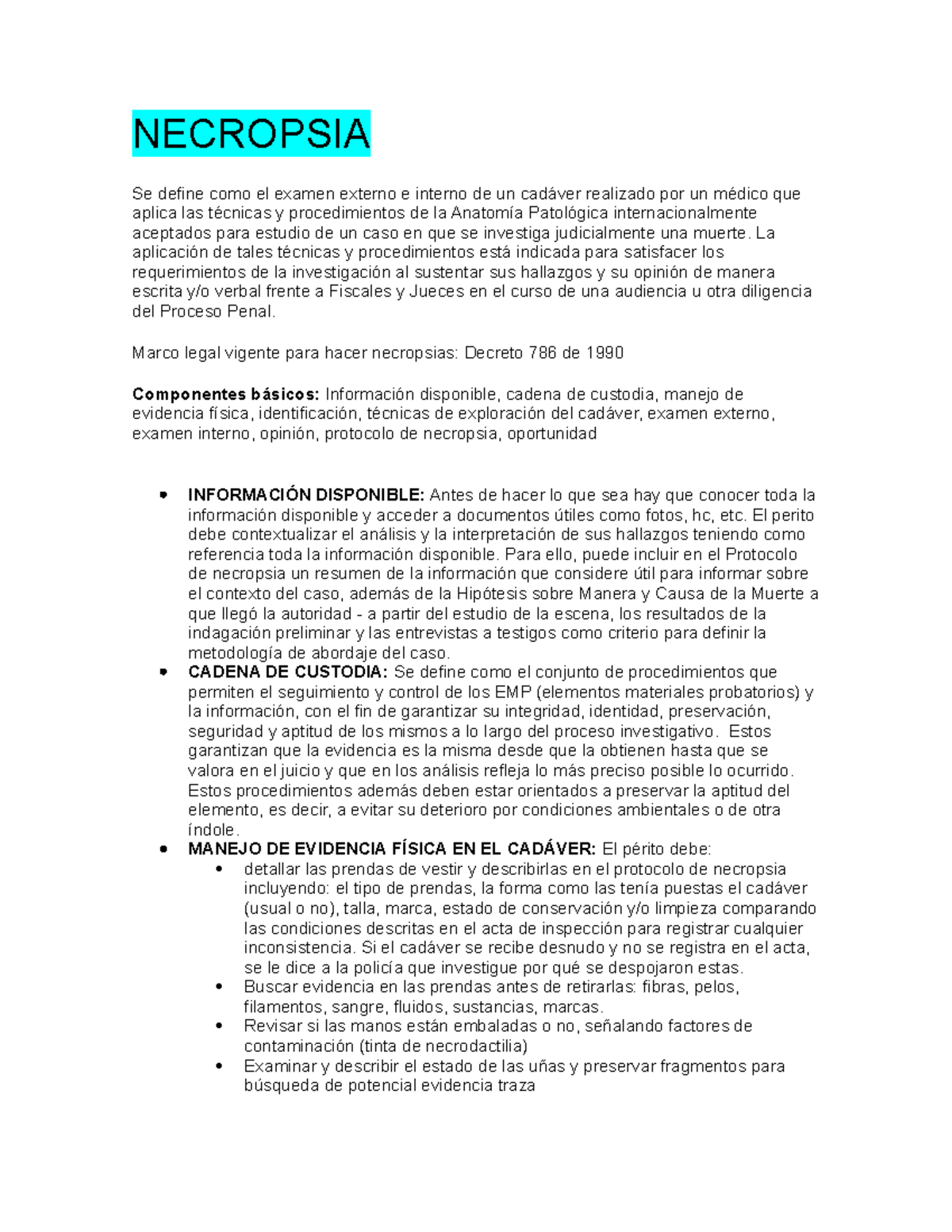 Necropsia Andy - legal - NECROPSIA Se define como el examen externo e ...