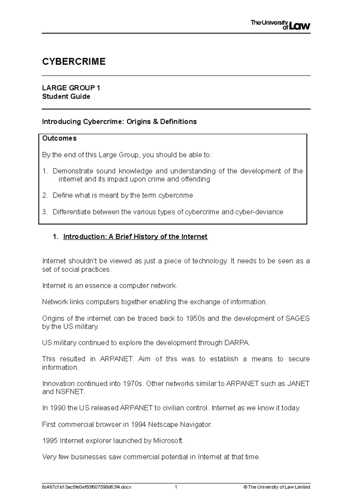 Cybercrime LG1 - LG1 - CYBERCRIME LARGE GROUP 1 Student Guide ...