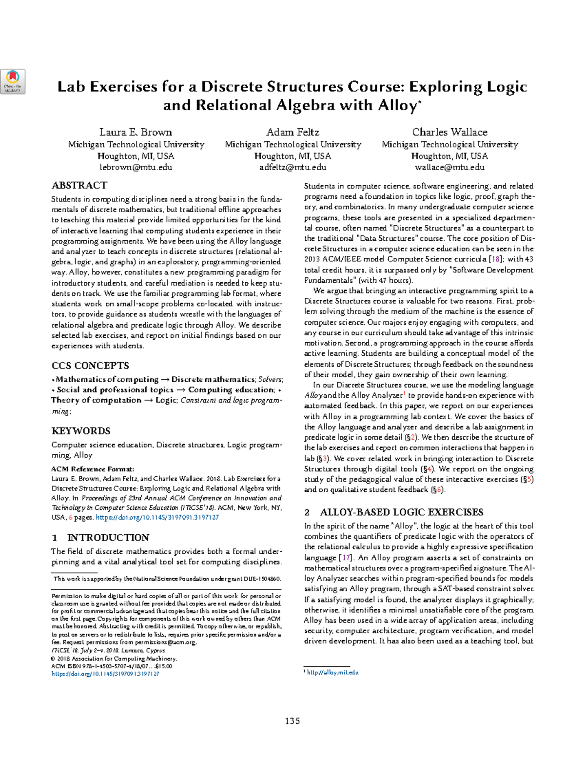 3197091 - adfghjhs - Lab Exercises for a Discrete Structures Course: Exploring Logic and ...