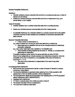 STAT 206 Chapter 5 Notes - STAT 206: Chapter 5 (Discrete Probability ...