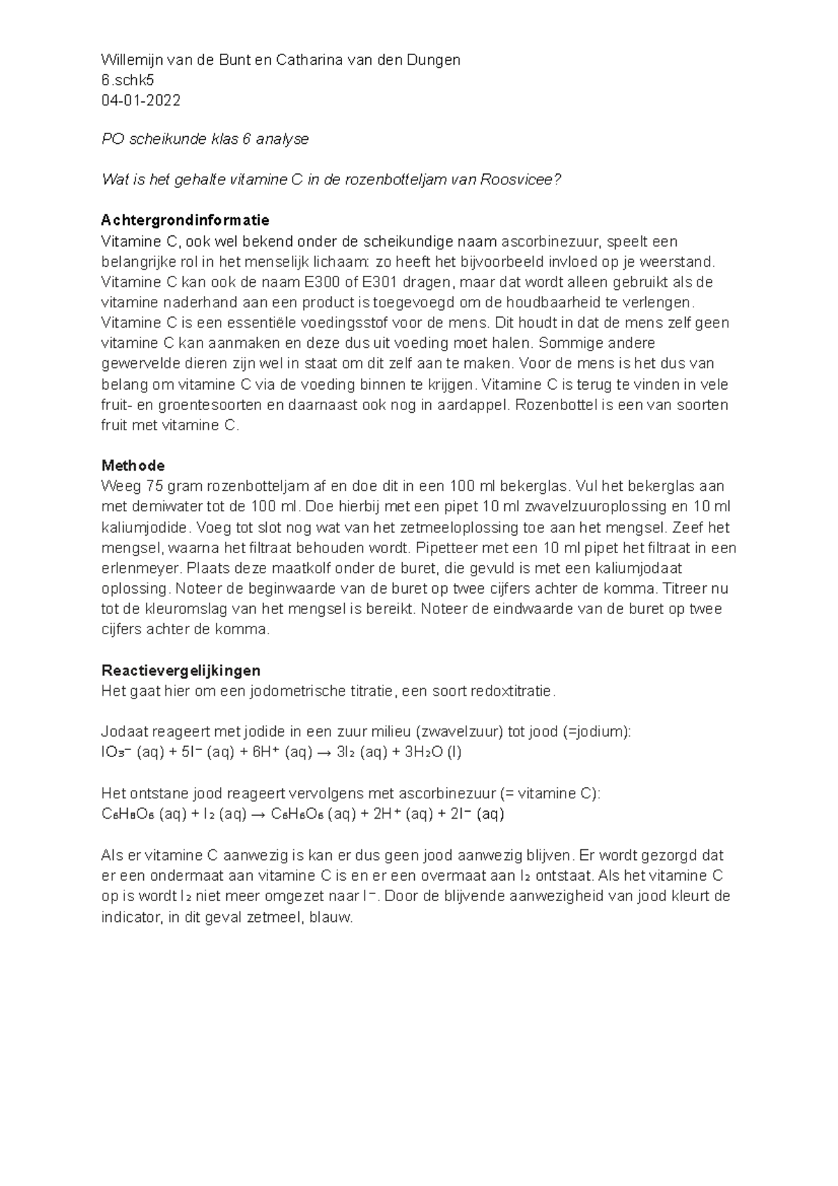 Scheikunde PO titreren - Willemijn van de Bunt en Catharina van den ...