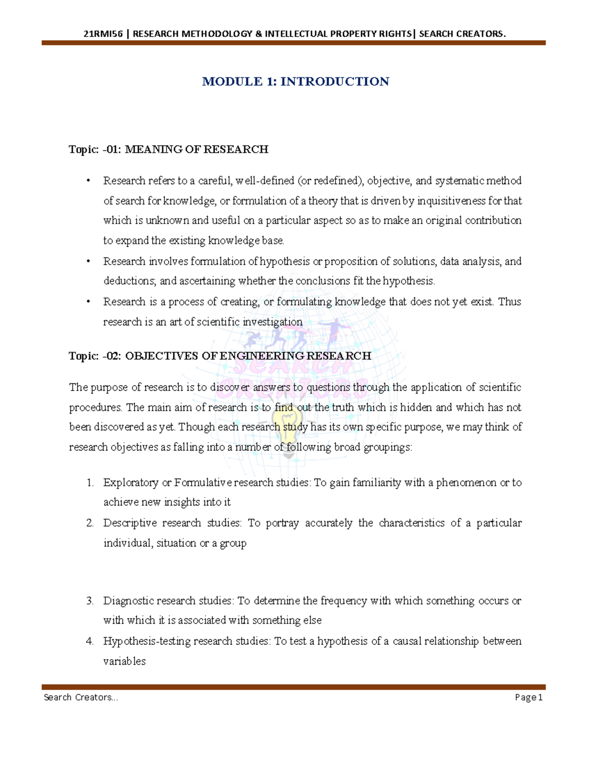 Module-01 RM Search Creators - MODULE 1: INTRODUCTION Topic: - 01: MEANING OF RESEARCH ...