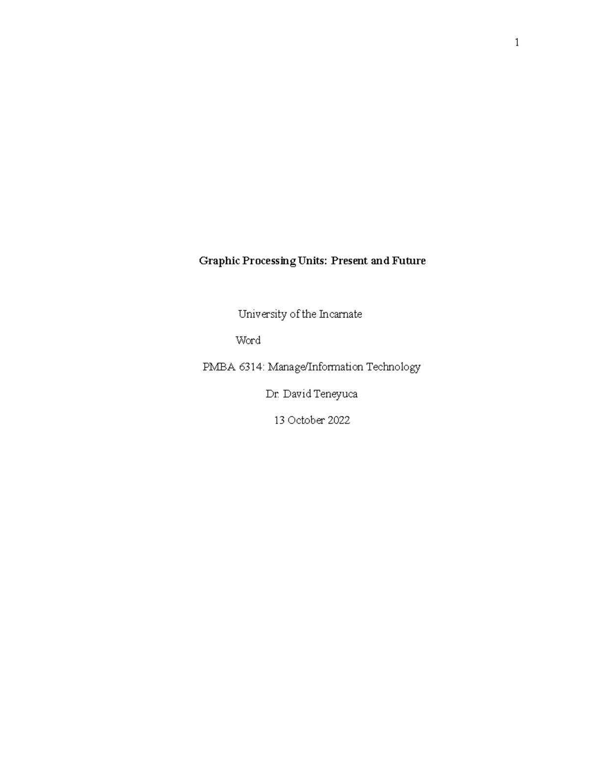 Week 8 Assignment Part 3 - PMBA 6317 - UIW - Studocu