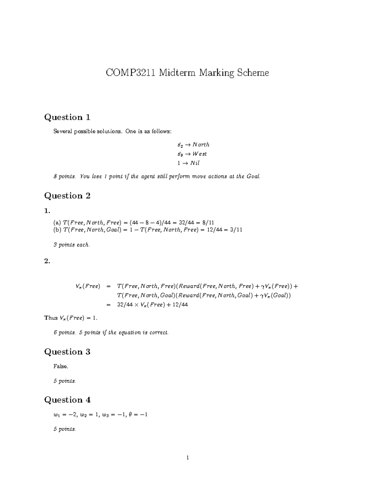 2019-midterm-sol - midterm question with official answers - COMP3211 Midterm Marking Scheme ...