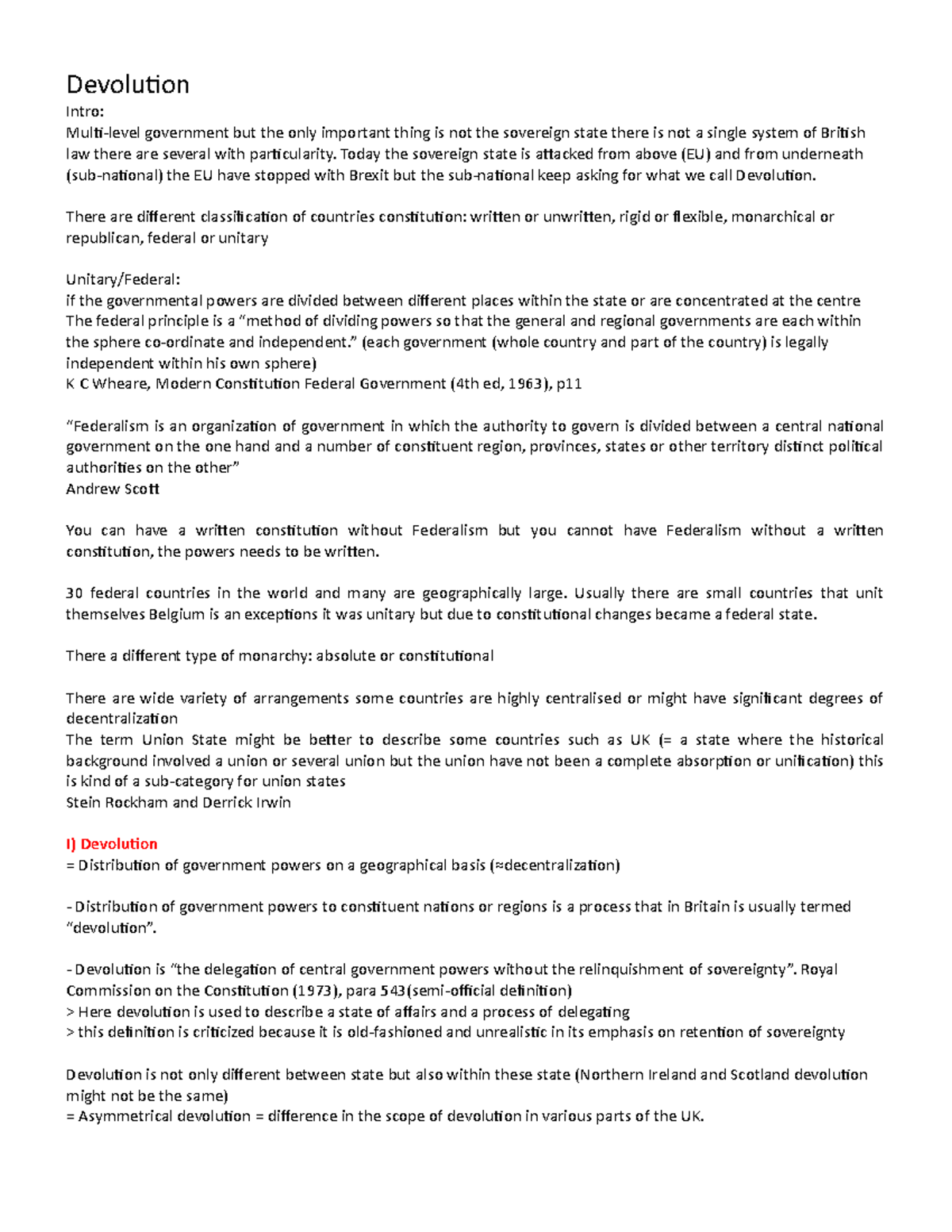 Devolution revision notes - Devolution Intro: Multi-level government ...