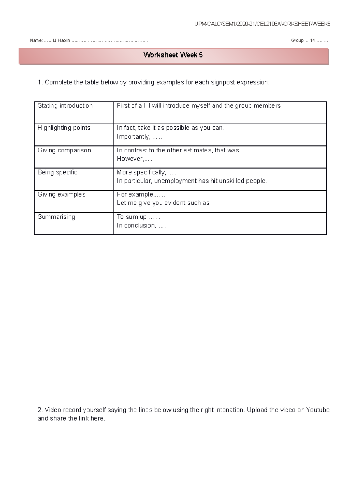 CEL 2106 SCL Worksheet WEEK 5 - UPM-CALC/SEM1/2020-21/CEL2106/WORKSHEET ...