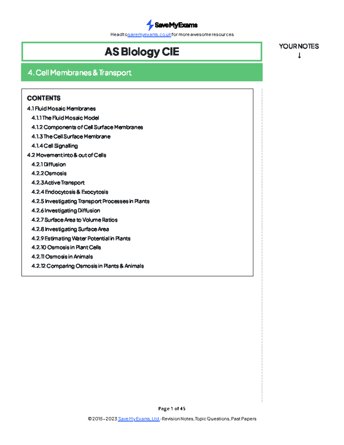 4 Cell Membranes Transport - Page 1 of 45 AS Biology CIE 4. Cell ...