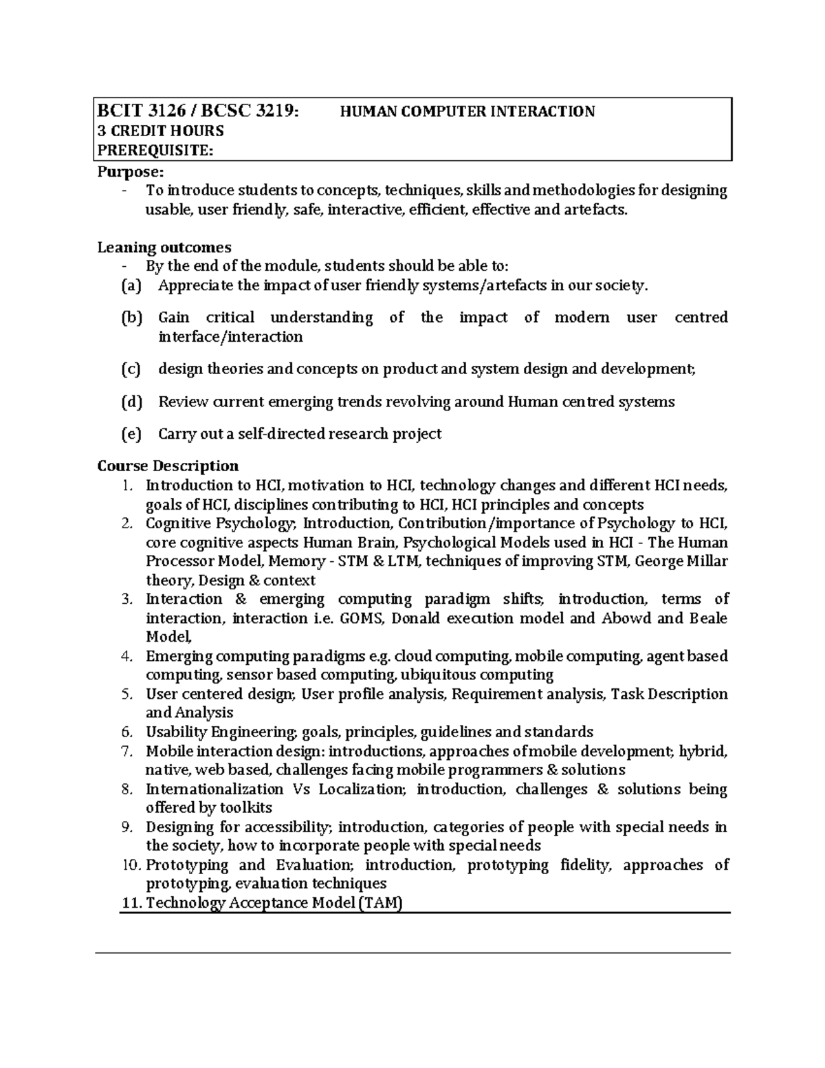 BCIT 3126 BCSC 3219 - Human Computer Interaction - Course Description ...