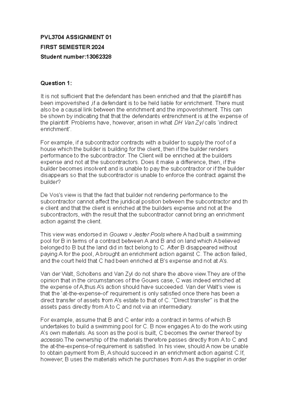 PVL3704 Assignment 01 - very interesting - PVL3704 ASSIGNMENT 01 FIRST SEMESTER 2024 Student ...