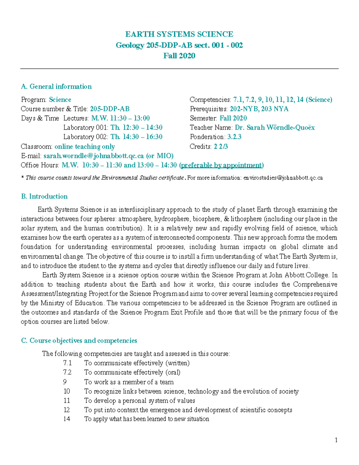 FALL2020 - Sarah Worndle - 205-DDP-AB - John Abbott - Studocu