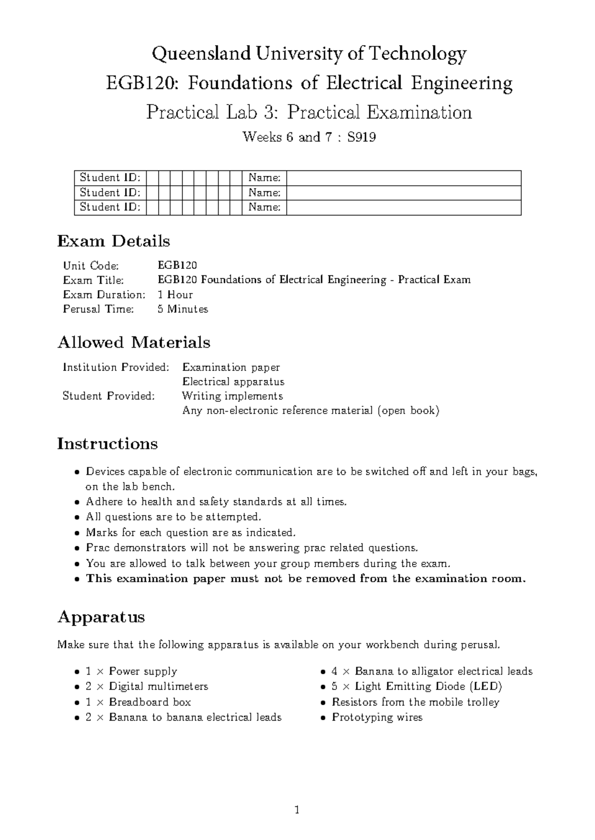 Prac3Exam Sample v1 - Queensland University of Technology EGB120 ...