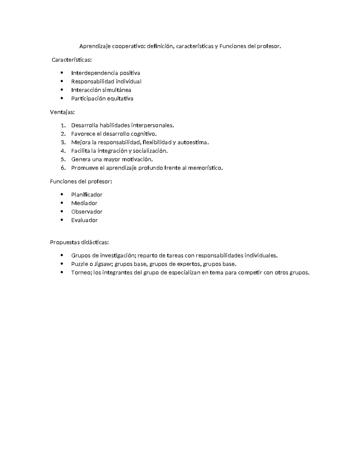 Aprendizaje cooperativo - Características: Interdependencia positiva ...