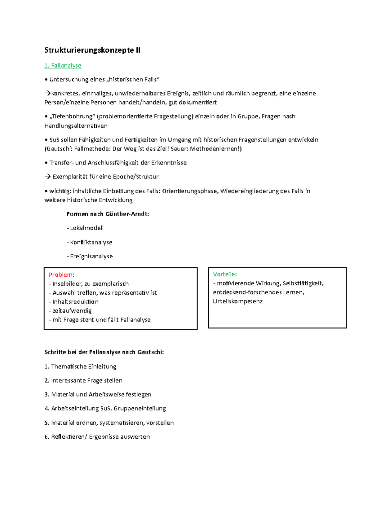 Zusammenfassung VL 3 - Strukturierungskonzepte II Fallanalyse ...