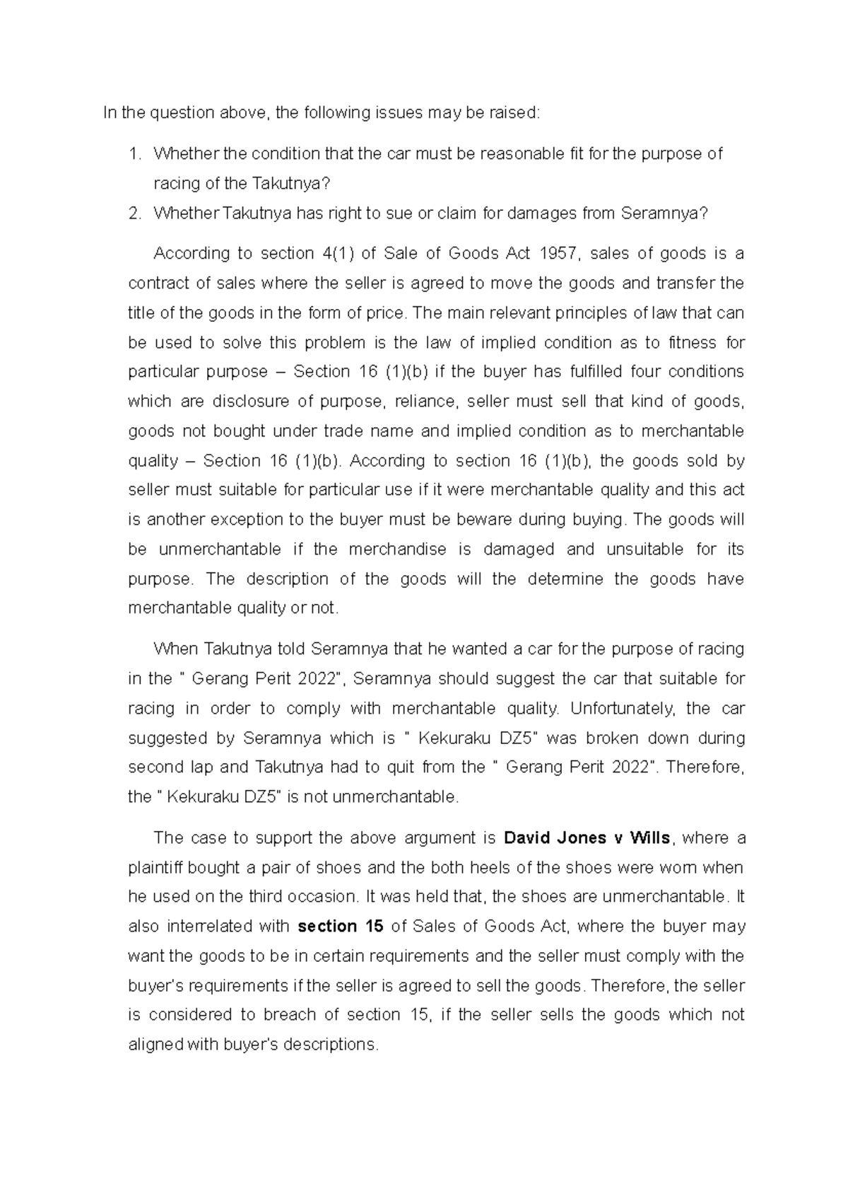 LAW299 - essay question using ILAC - In the question above, the ...