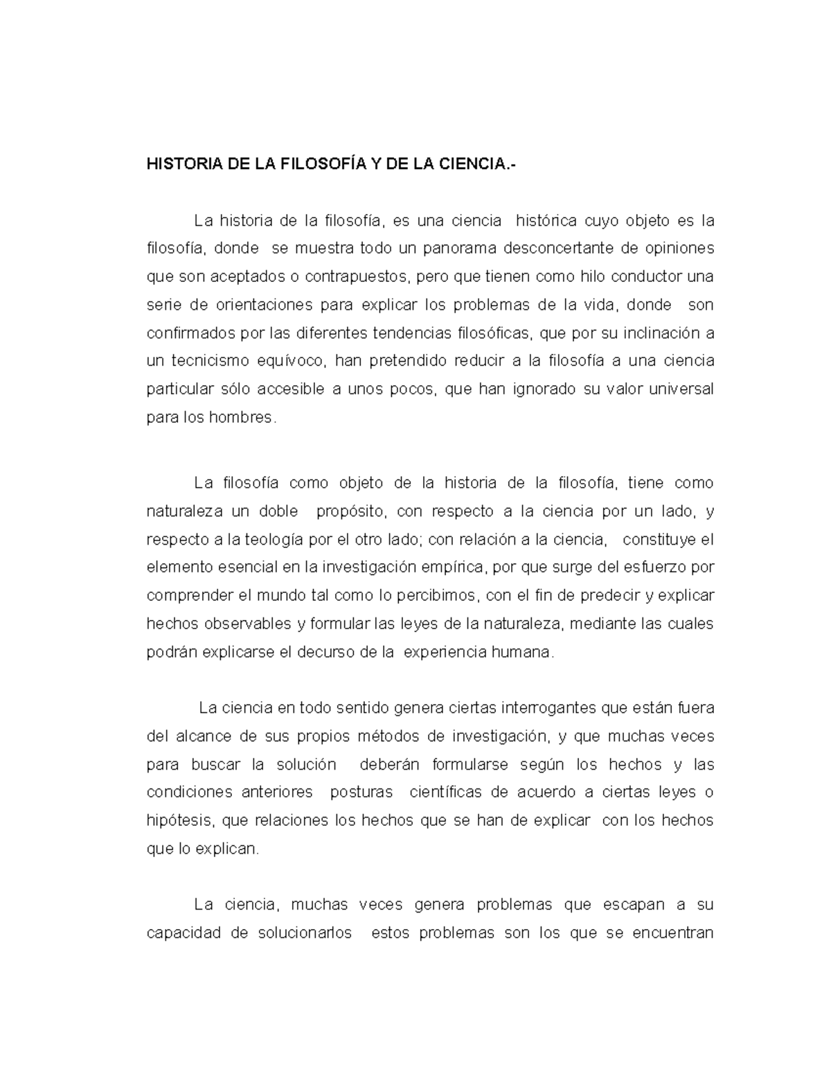 Ciencia Y Filosofa A Lo Largo De La Historia