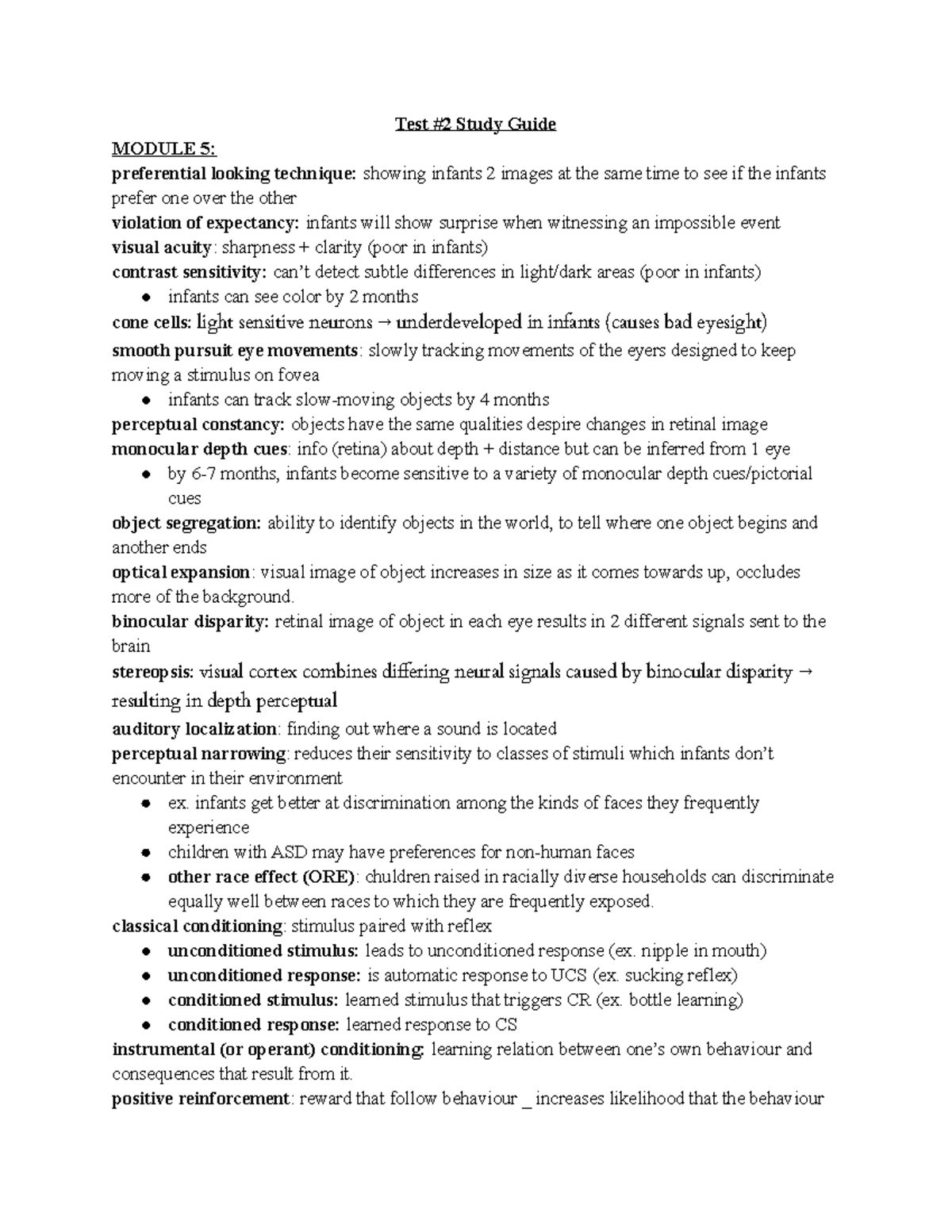 Test #2 Module 5-8 - PSYCH 211 - Test #2 Study Guide MODULE 5 ...