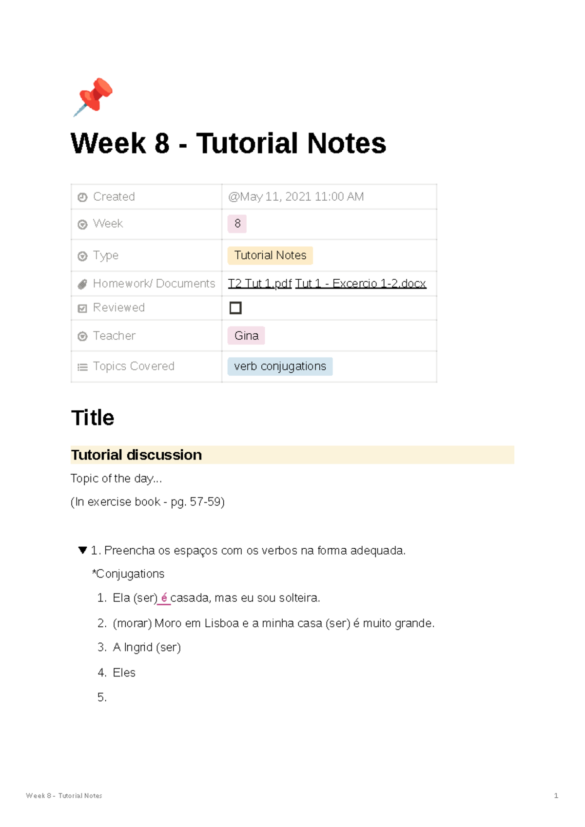 Week 8 - Tutorial Notes d23c2636e0d44dea94e40ca7f6146d06 - Week 8 ...