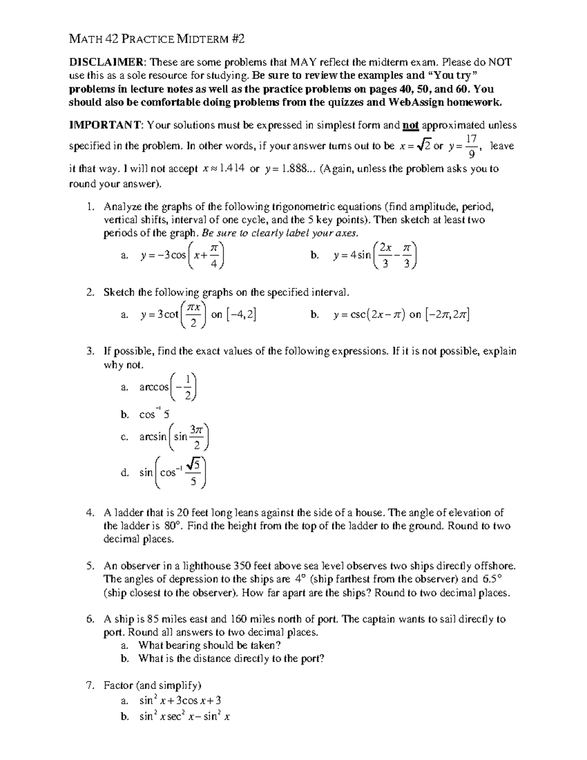 Math 32 Midterm 2 Practice Fall 2020 - MATH 42 PRACTICE MIDTERM ...
