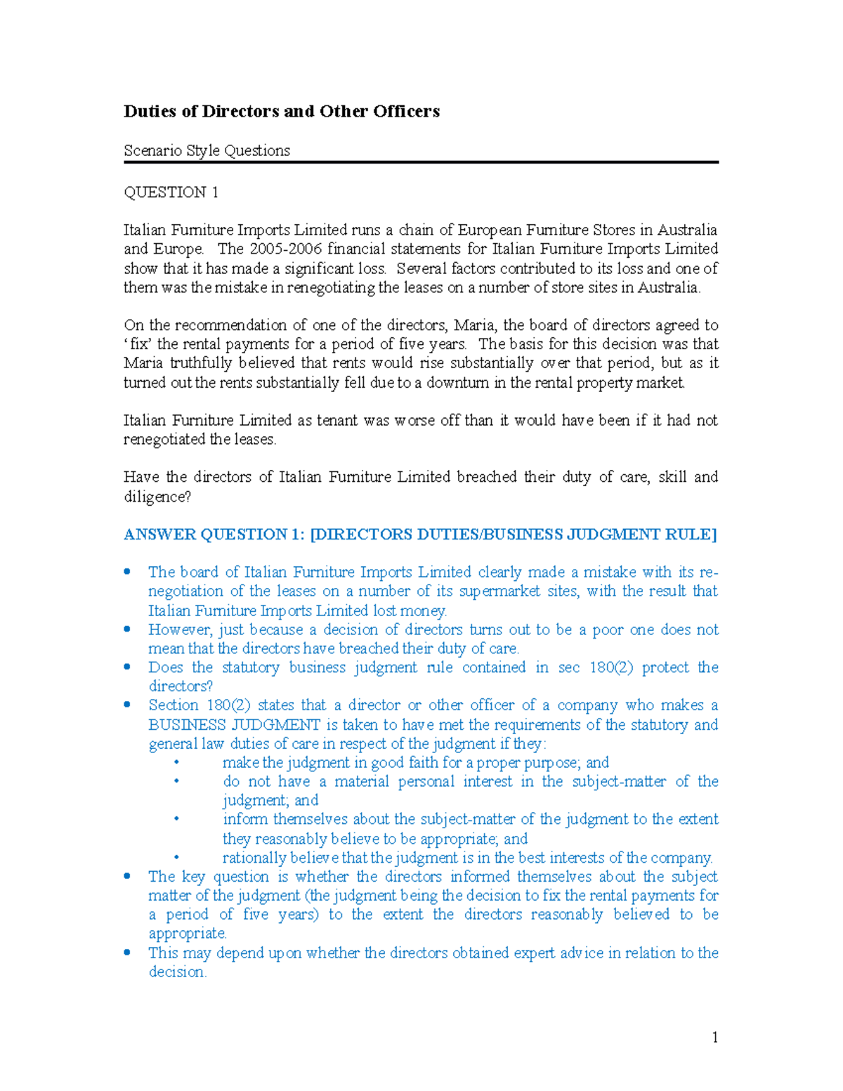 8. Directors Duties - amazing full exam notes - Duties of Directors and ...