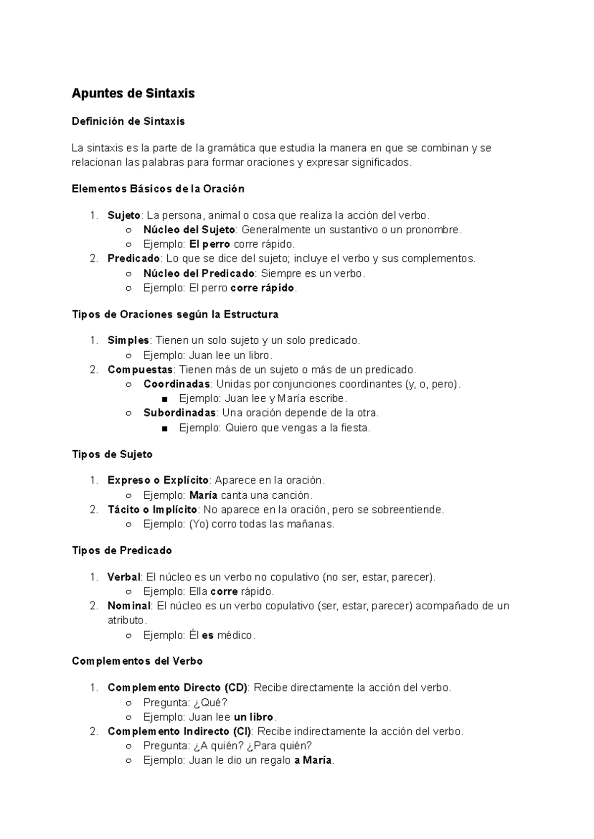 Sintaxis (Apuntes de clase) - Apuntes de Sintaxis Definición de ...
