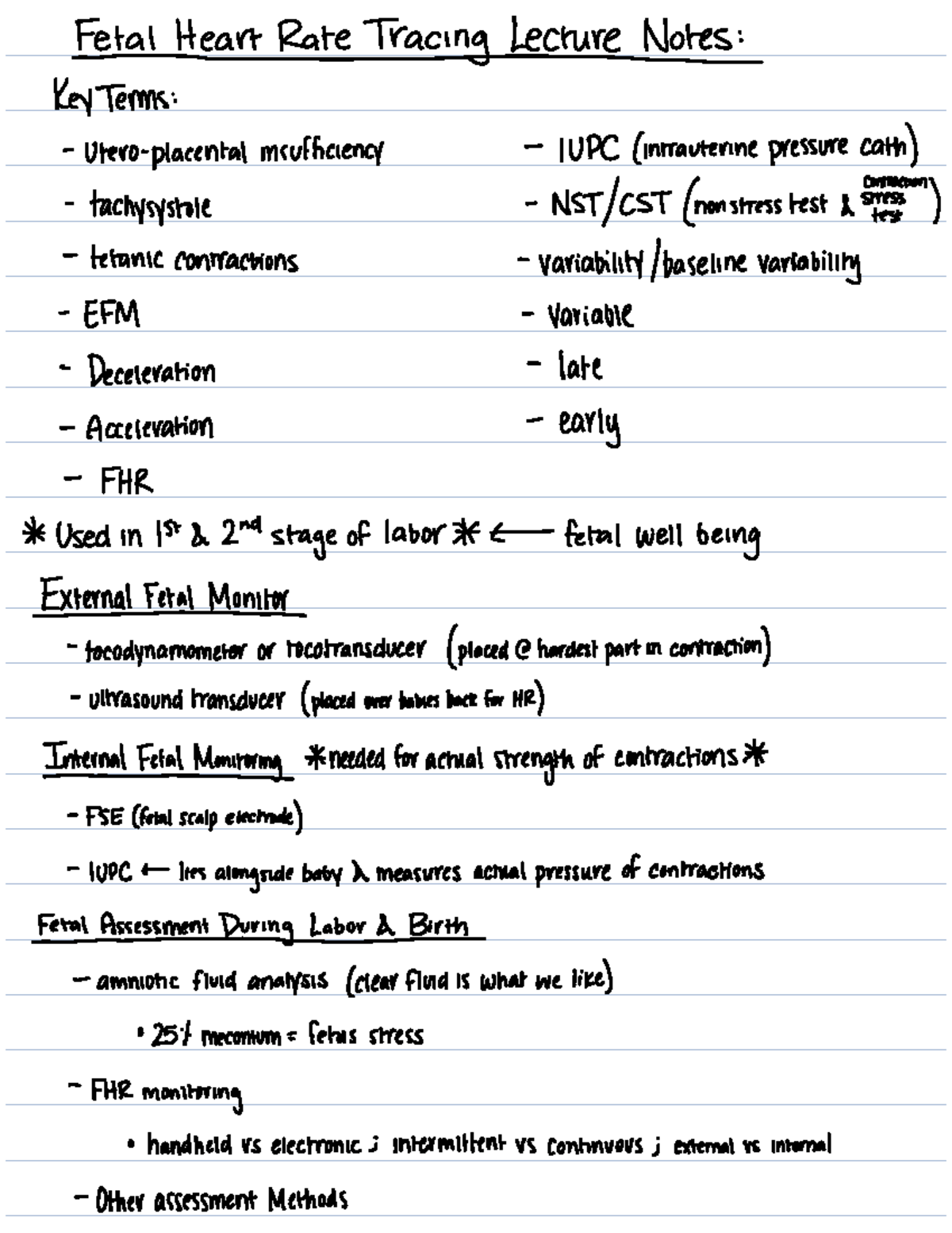 Notes - kffghteartRatetracinglectureNotest Utero placental ...