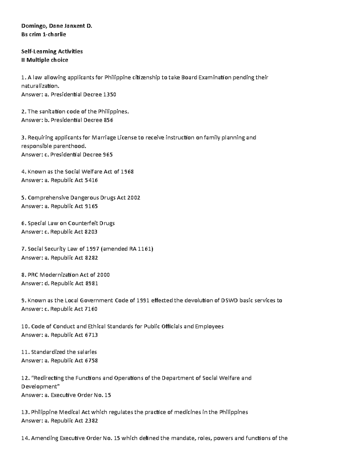 Lea%202 - Lecture for lea - Domingo, Dane Janxent D crim 1-charlie Self-Learning Activities II ...