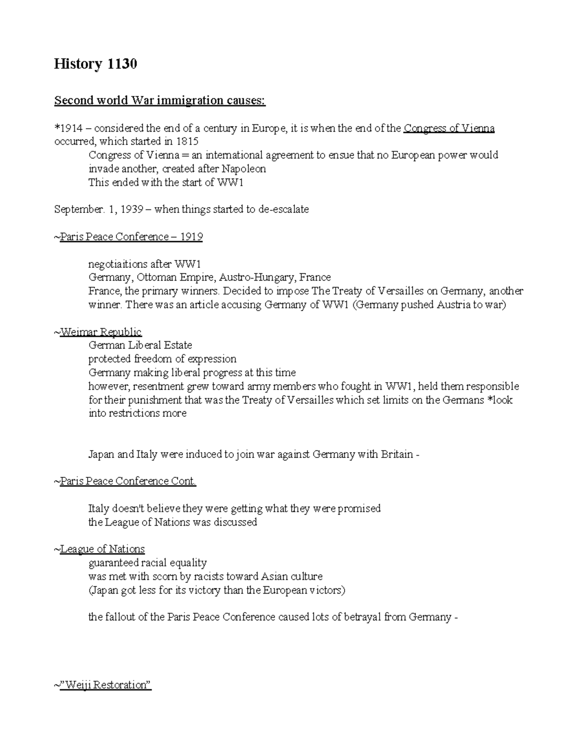 Final Exam Guide HIST 1130 - History 1130 Second world War immigration ...